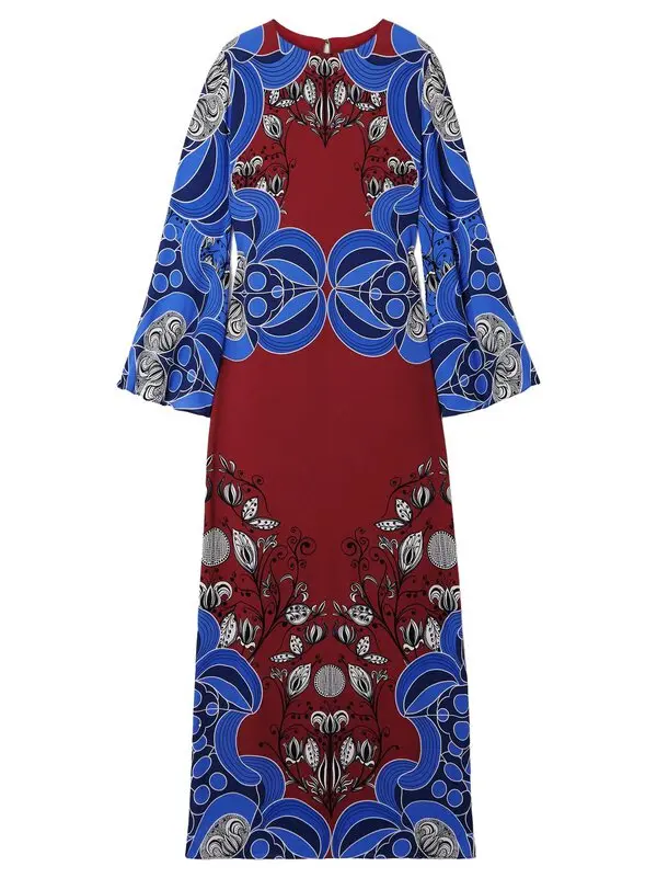 Borgo De Nor Capucine Printed Crepe Maxi Dress - Blue