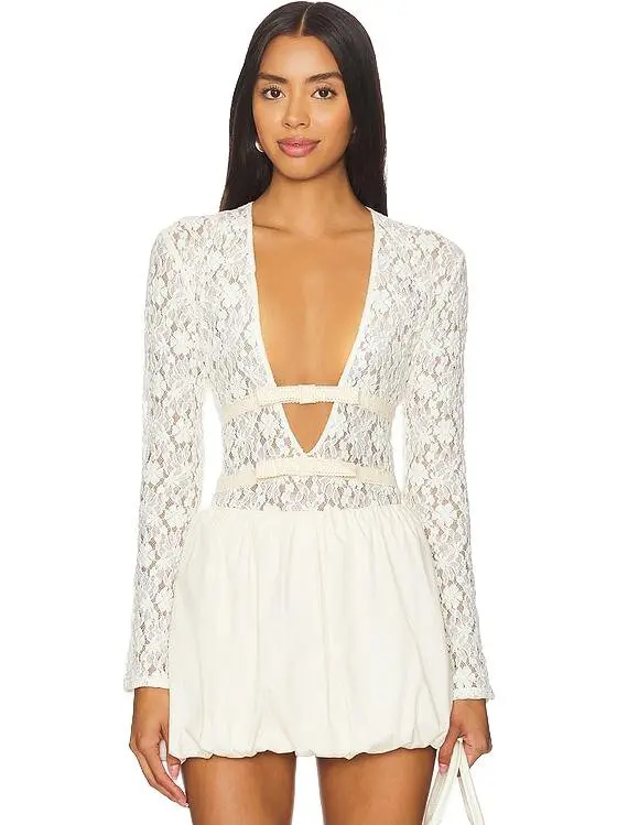 YUHAN WANG Lace Top With Front Bow Detail - Ivory