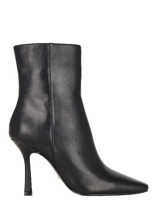 Raye Leather Zip Up Square Toe High Heel Boots - Black