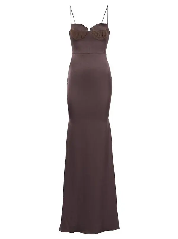Alex Perry Satin Bustier Gown - Brown