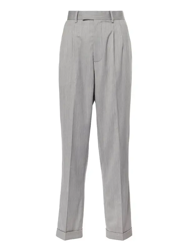 JACQUES WEI Wool Straight Leg Trousers - Grey