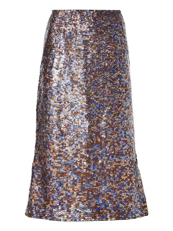 Dries Van Noten Sequined Wool-blend Midi Skirt - Multicoloured
