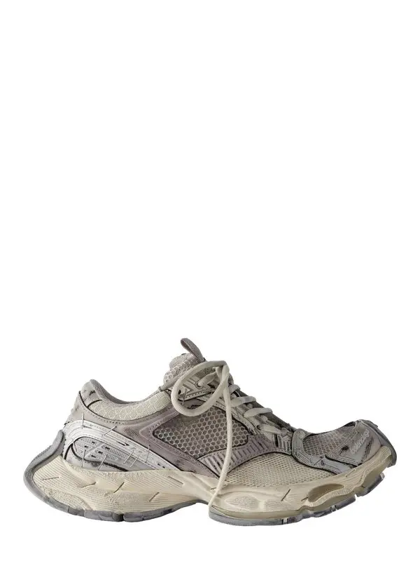 Balenciaga Stapled Distressed Mesh And Rubber Sneakers - Neutrals