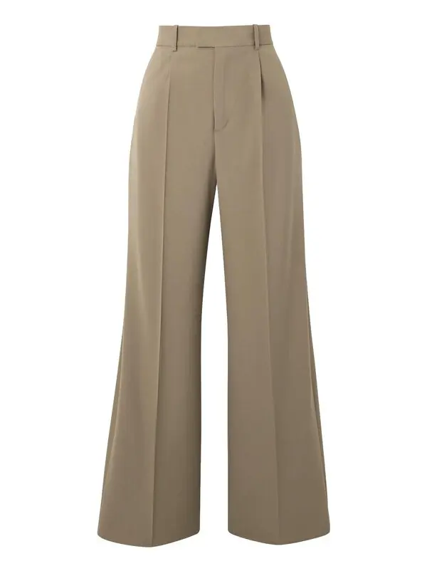 RÓHE Pleated Wool Wide-leg Trousers - Brown