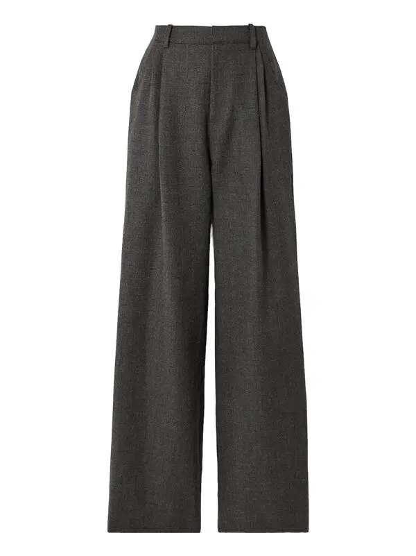 LIBEROWE The Vanguard Annie Pleated Wool Wide-leg Trousers - Gray
