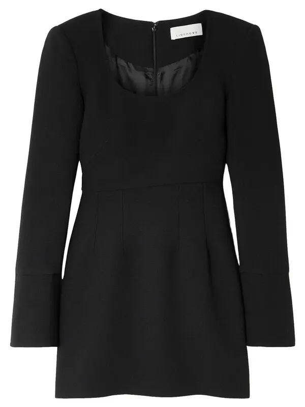 LIBEROWE The Vanguard Amber Wool-crepe Mini Dress - Black