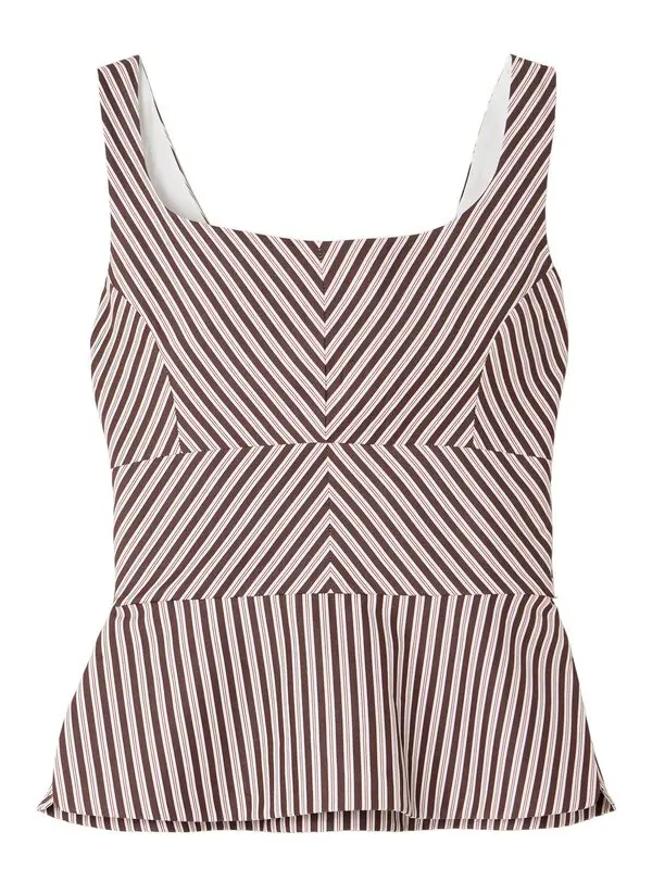 LIBEROWE Striped Cotton-poplin Peplum Top - Purple