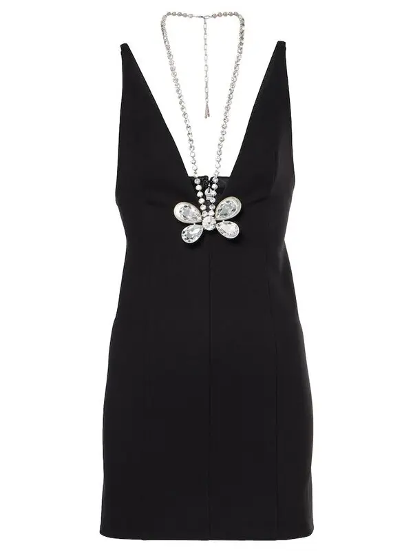 AREA Embellished Minidress - Black