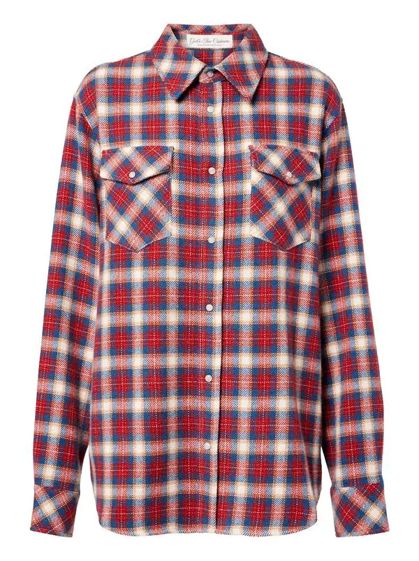 GOD'S TRUE CASHMERE Ski Santa Fe Tartan Cashmere Shirt - Red