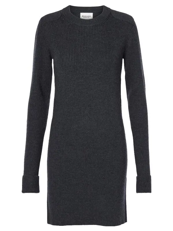MARANT ETOILE Garner Ribbed-knit Wool-blend Midi Dress - Grey