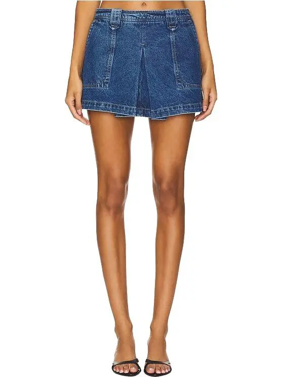 GRLFRND Pleated Mini Skirt - Denim-medium