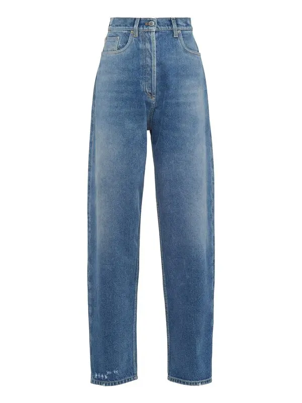 Prada Triangle Logo Wide-leg Jeans - Blue