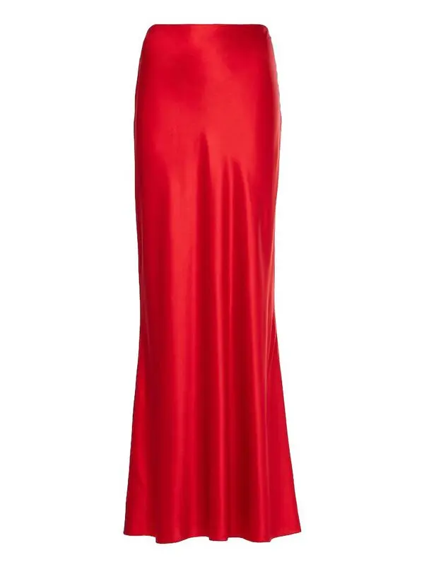 THE SEI Silk Satin Maxi Skirt - Red