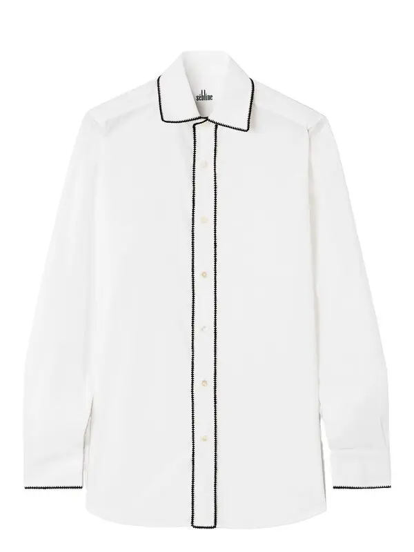 SEBLINE Embroidered Cotton-poplin Shirt - White