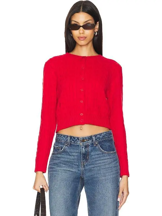 Frankies Bikinis Dudley Cable Knit Cardigan - Red