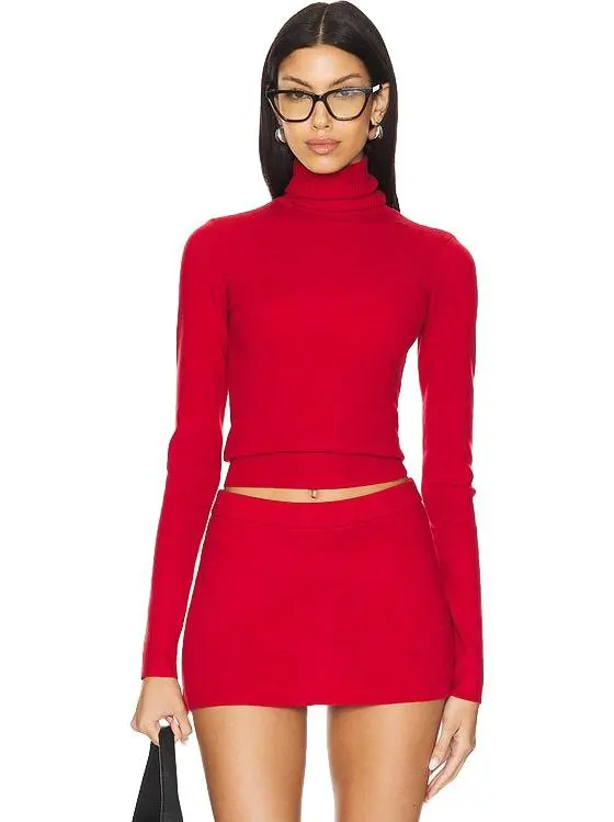 Frankies Bikinis Milo Cloud Knit Turtleneck Sweater - Red