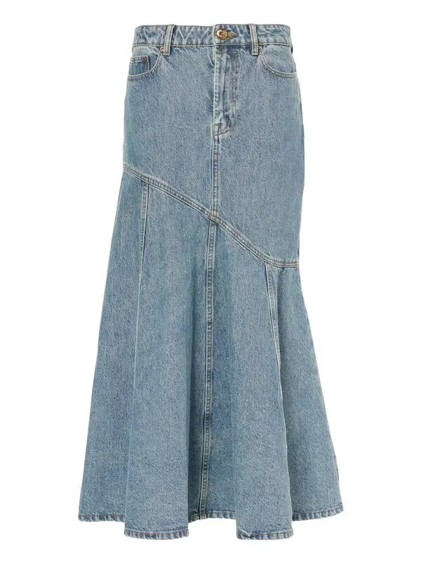 Zimmermann Illustration Denim Midi Skirt - Blue