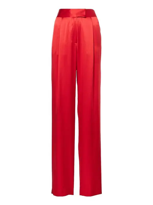 THE SEI High-rise Silk Satin Wide-leg Trousers - Red