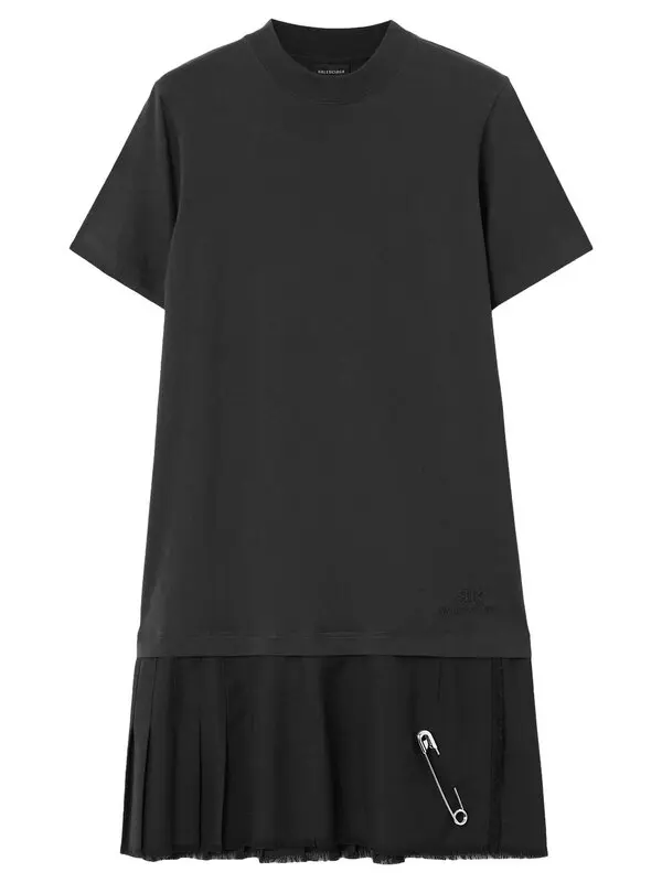 Balenciaga Layered Frayed Embellished Mini Dress - Gray