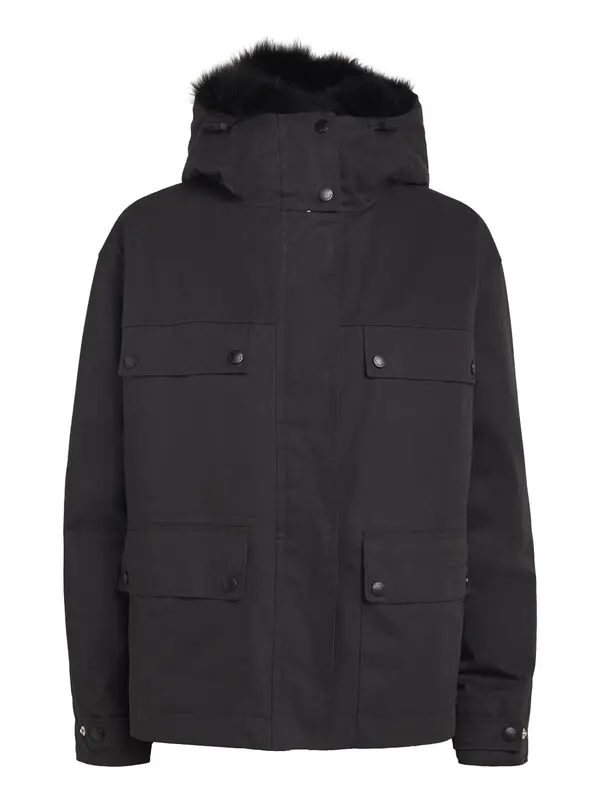 YVES SALOMON Rabbit Fur-lined Parka With Fox Fur Trim - Black