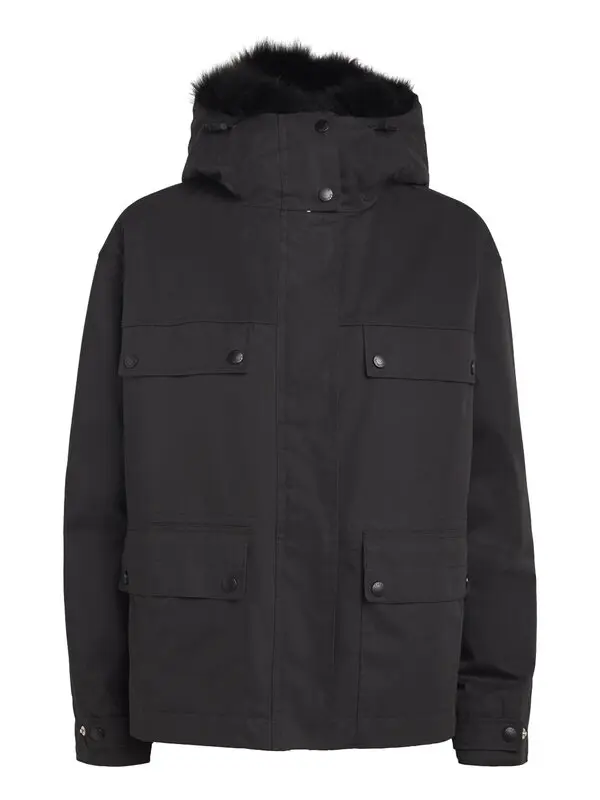 YVES SALOMON Rabbit Fur-lined Parka With Fox Fur Trim - Black