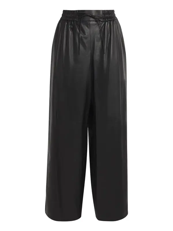YVES SALOMON Lambskin Wide-leg Trousers - Black