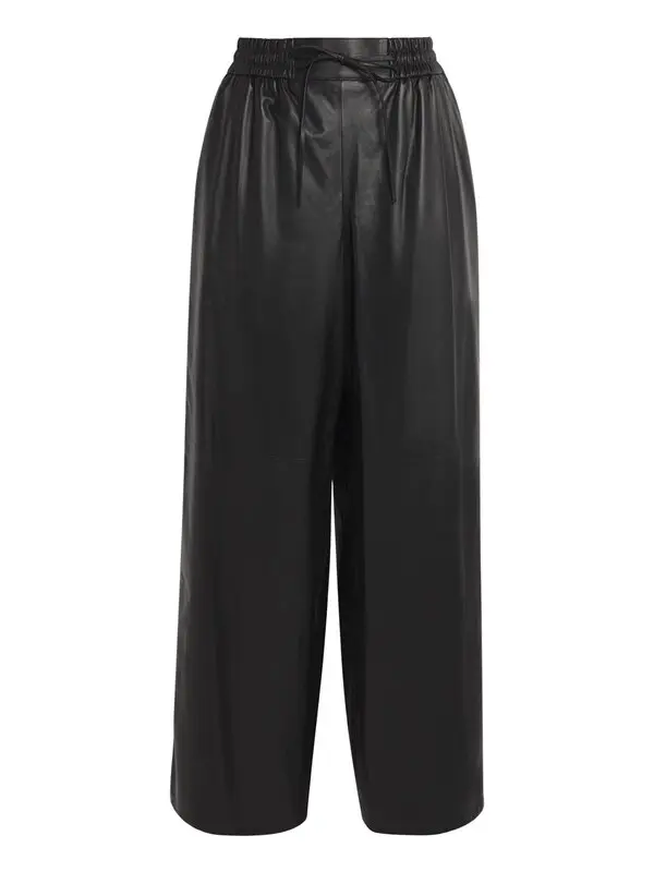 YVES SALOMON Lambskin Wide-leg Trousers - Black