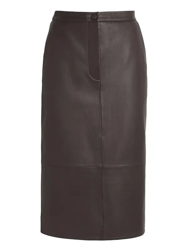 YVES SALOMON Nappa Leather Pencil Skirt - Beige