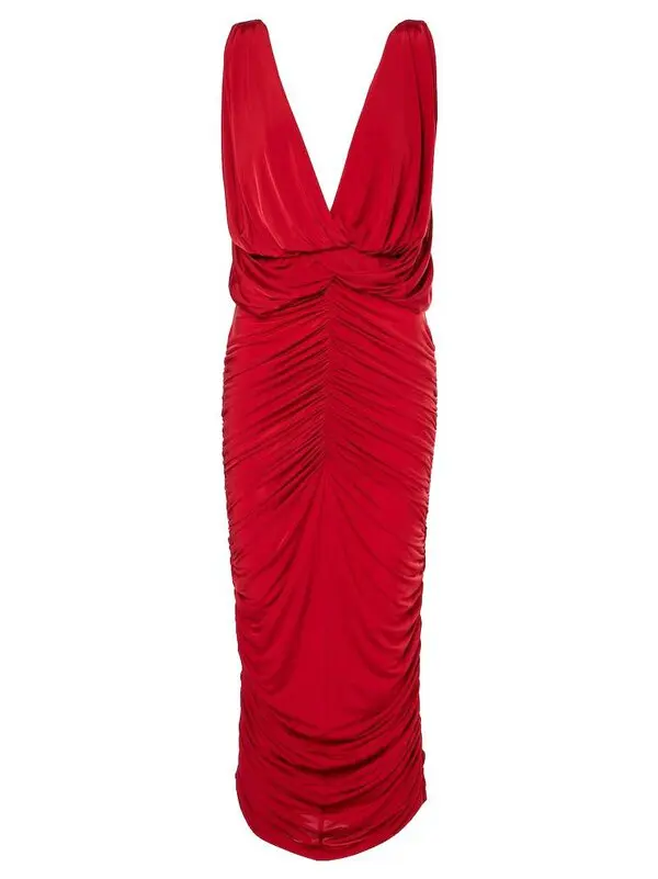 Magda Butrym Draped Ruched Midi Dress - Red