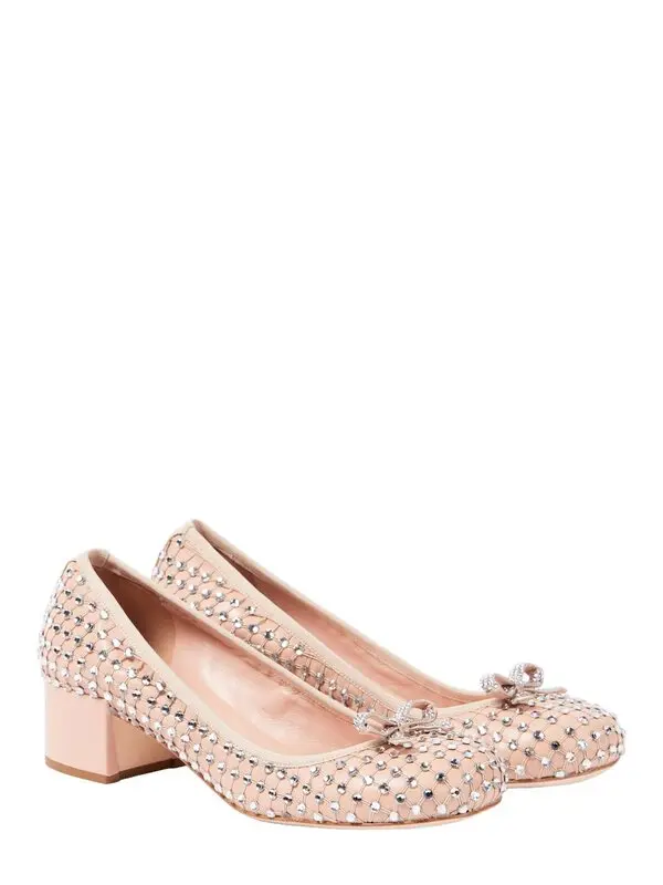 Rene Caovilla Crystal-embellished Leather Pumps - Pink