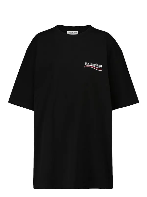 Balenciaga Logo Cotton T-shirt - Black