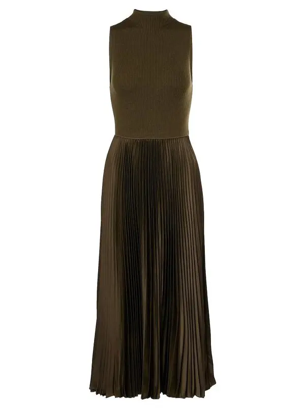 Polo Ralph Lauren Knitted Plissé Midi Dress - Green
