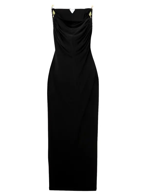 Bottega Veneta Embellished Ruched Maxi Dress - Black