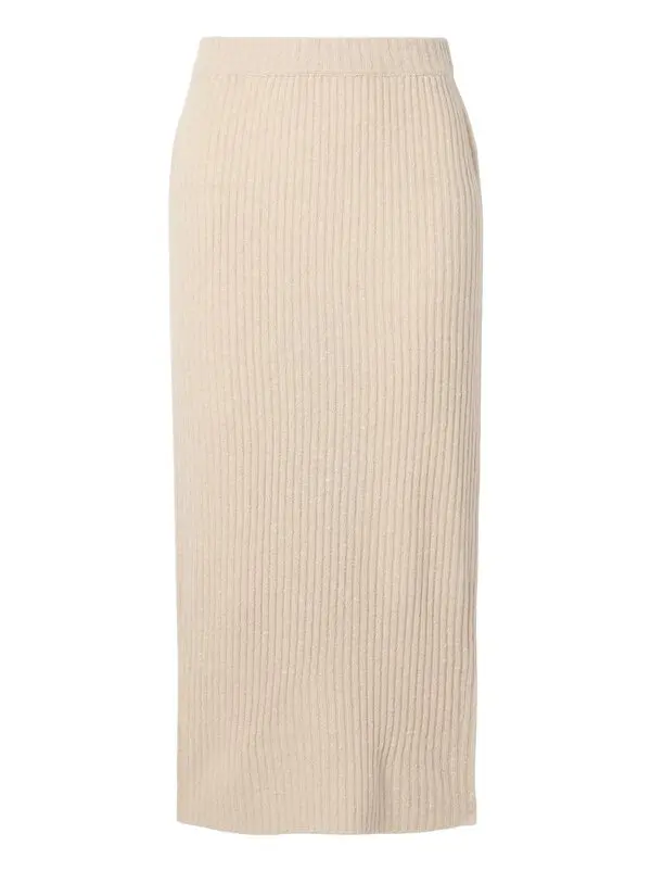 Co Ribbed Wool-blend Midi Skirt - Ivory