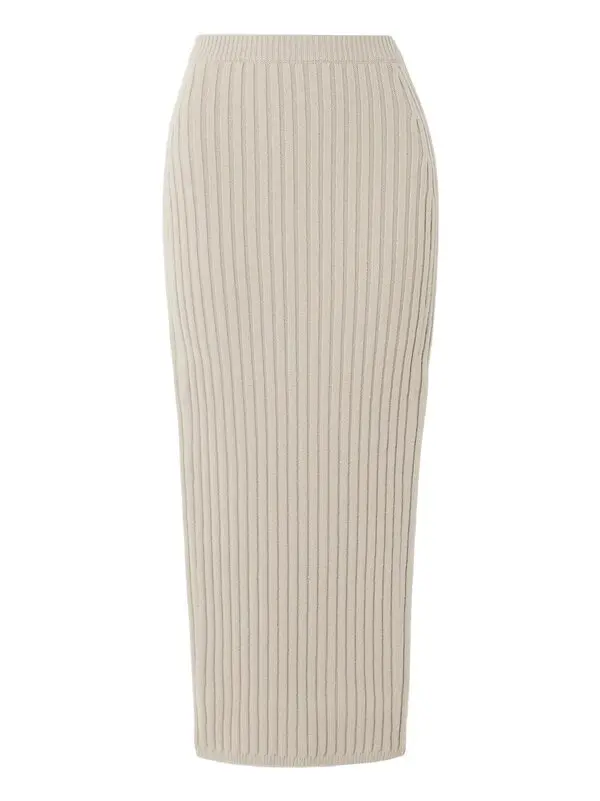 Max Mara Ribbed Wool-blend Maxi Skirt - Neutrals