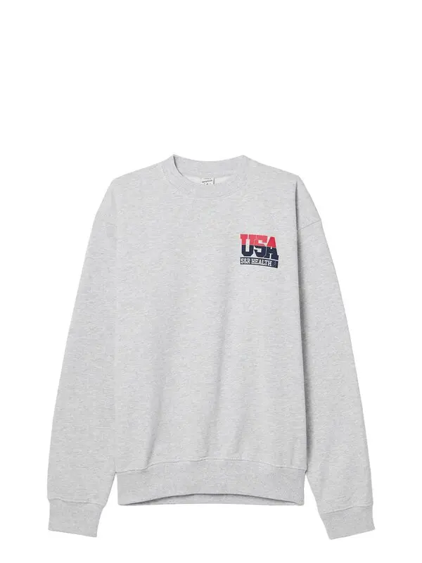 SPORTY & RICH Adidas Originals Printed Cotton-blend Jersey Sweatshirt - Gray