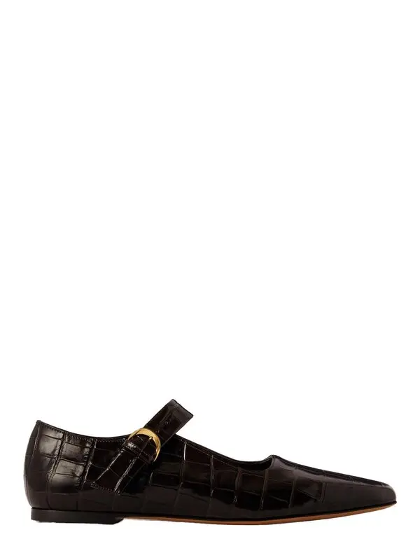 EMME PARSONS Tramonto Croc-effect Leather Mary Jane Ballet Flats - Brown