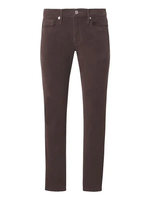 FRAME Mid-rise Twill Slim Pants - Brown