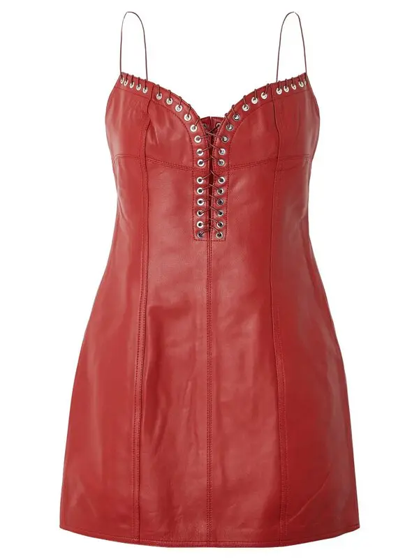 LUDOVIC DE SAINT SERNIN Kim Leather Mini Dress - Red