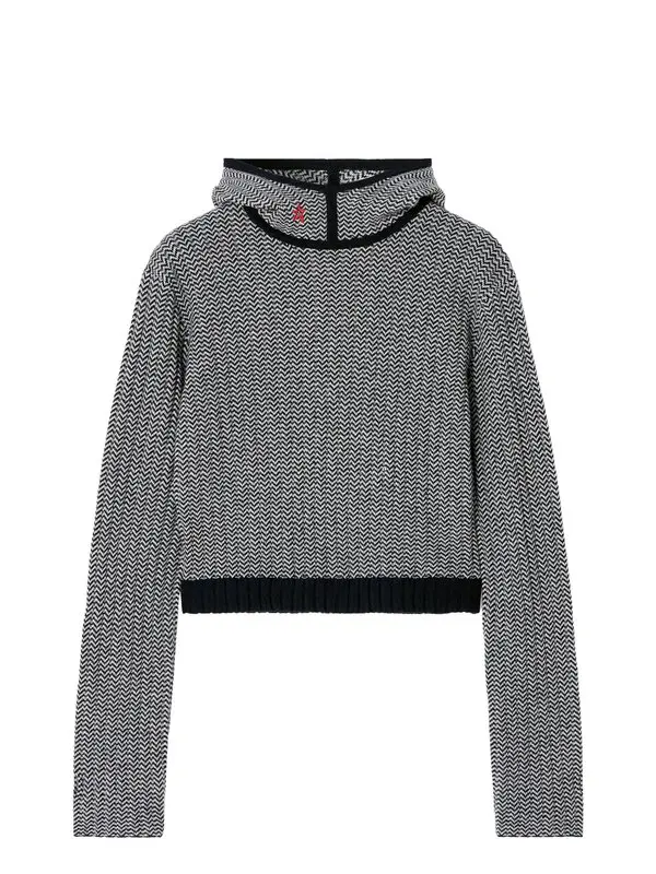 Perfect Moment Jazzy Jacquard-knit Wool And Cashmere-blend Hoodie - Gray