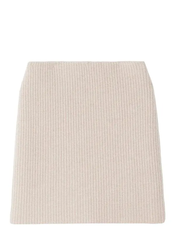 LIBEROWE Ribbed Cashmere Mini Skirt - Neutrals