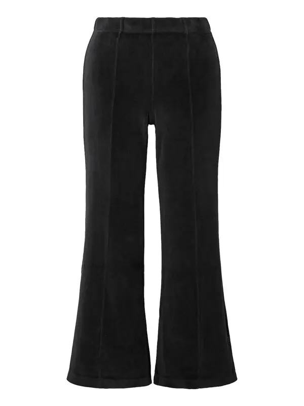 Suzie Kondi Fili Cropped Cotton-blend Velour Flared Pants - Black