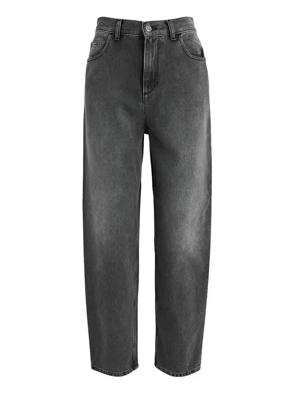 Moncler Faded Cropped Straight-leg Jeans - Grey