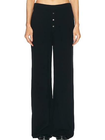 Guest In Residence Wide Leg Cashmere Trousers - Black