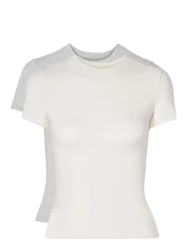SKIMS Set Of Two Stretch-cotton Jersey T-shirts - Gray