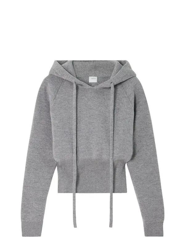 PATOU Appliquéd Merino Wool-blend Hoodie - Gray