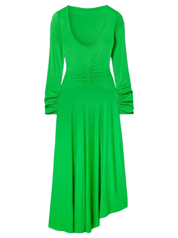 Acne Studios Ruched Stretch-jersey Maxi Dress - Green