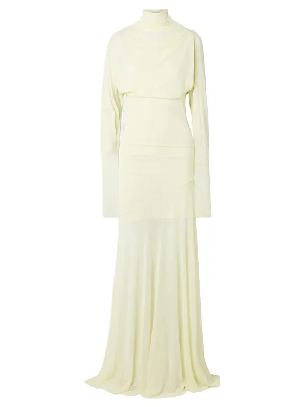 Proenza Schouler Draped Jersey Turtleneck Maxi Dress - Yellow
