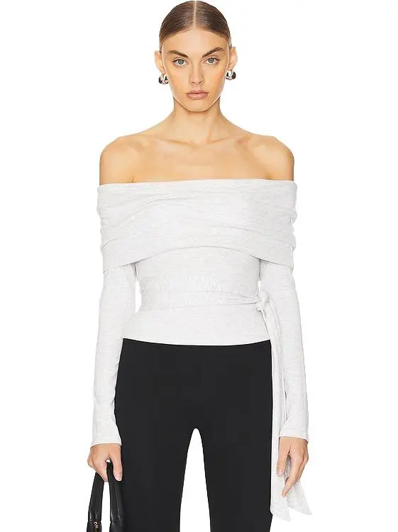 MORE TO COME Jani Off-the-shoulder Top - Light Grey