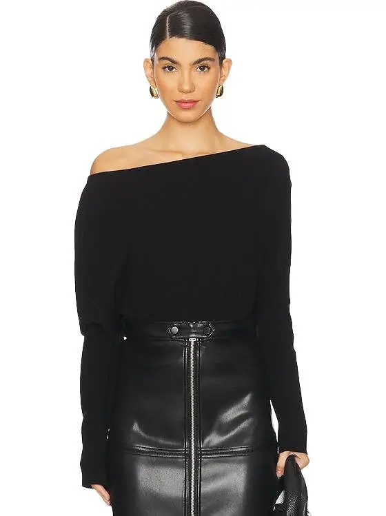 Simkhai Lavina Draped Off Shoulder Sweater In . Also - Black